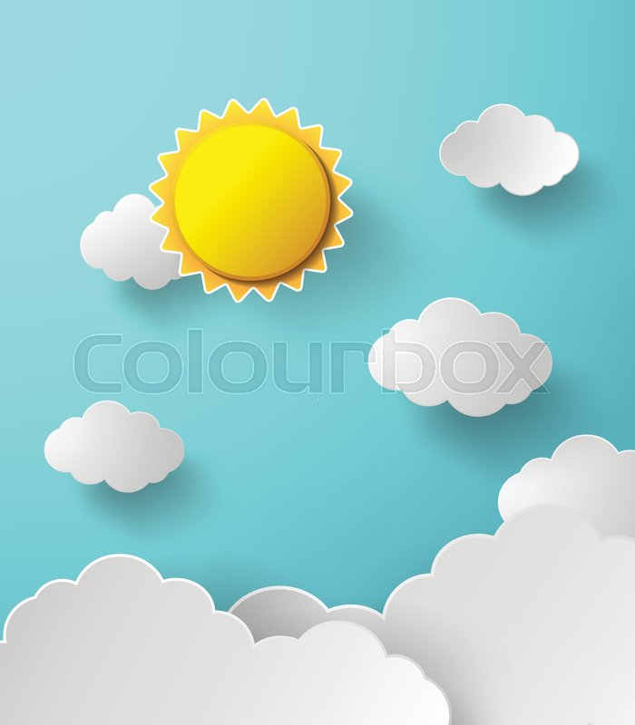 Vector sun with clouds ... | Stock vector | Colourbox