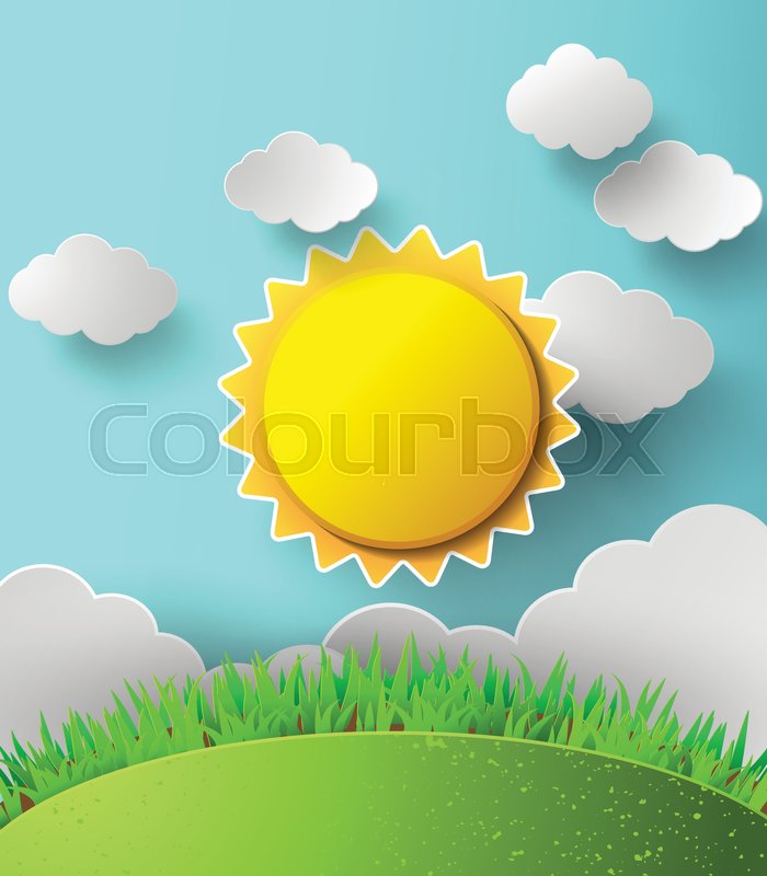 Vector sun with clouds ... | Stock vector | Colourbox
