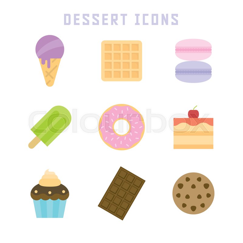 Dessert icons in flat style for your ... | Stock vector | Colourbox