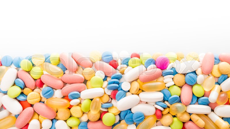 Pills border. Multicoloured medical ... | Stock image | Colourbox