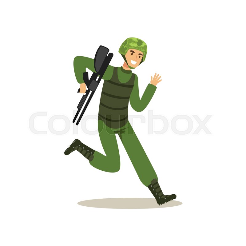 Infantry troops soldier character in ... | Stock vector | Colourbox