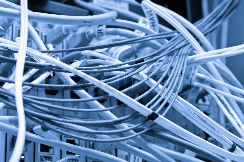 Cables connected to servers in a ... | Stock image | Colourbox