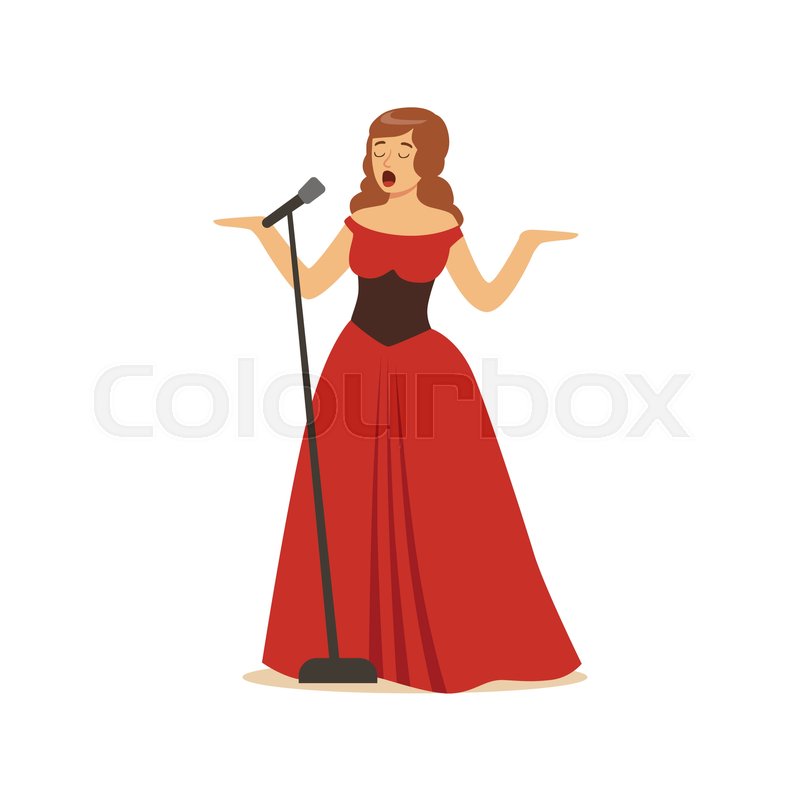 Beautiful woman opera singer in long ... | Stock vector | Colourbox