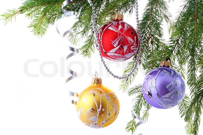 Weihnachtskugeln auf einem weißen ... | Stock Bild | Colourbox