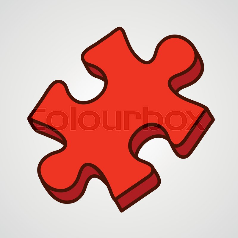 Cartoon puzzle piece icon. Red ... | Stock vector | Colourbox