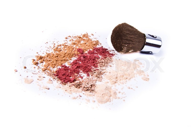 Makeup powder with brush white ... | Stock image | Colourbox