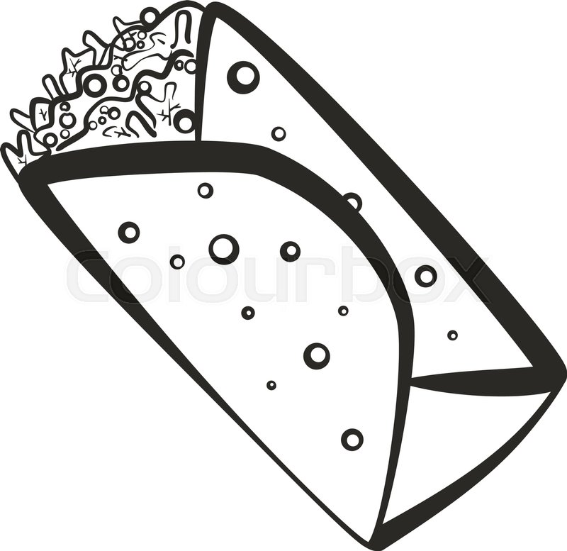 Black isolated vector outline burrito ... | Stock vector | Colourbox