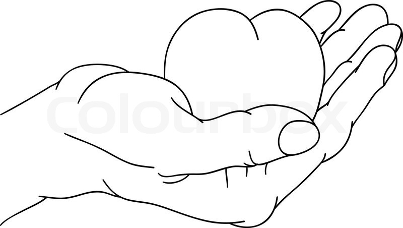 Two Hands Holding Heart Coloring Pages