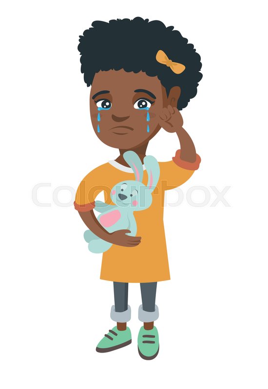 African-american girl crying and ... | Stock vector | Colourbox