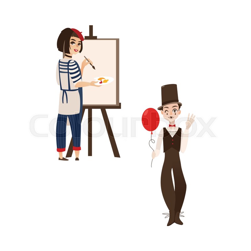 French characters, typical artist and ... | Stock vector | Colourbox
