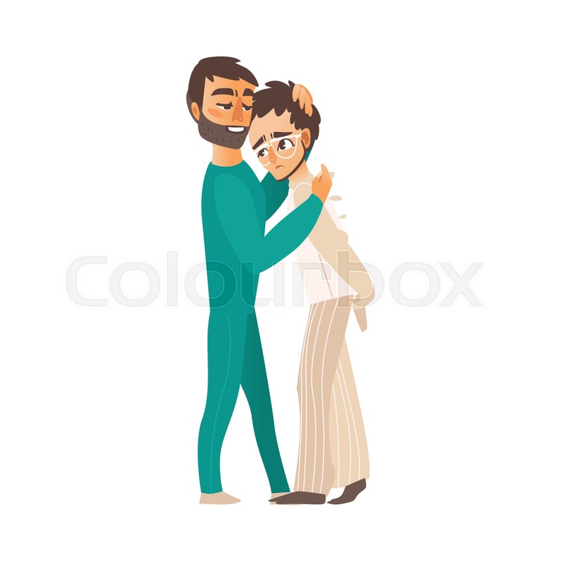 Vector flat doctor hugging man in ... | Stock vector | Colourbox