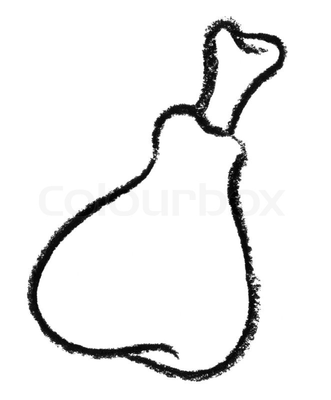 Crayon sketched symbolic ham in white ... | Stock image | Colourbox
