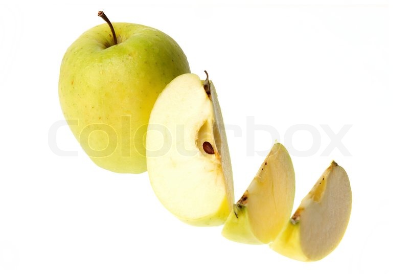 Chopped apple isolated on white ... | Stock image | Colourbox
