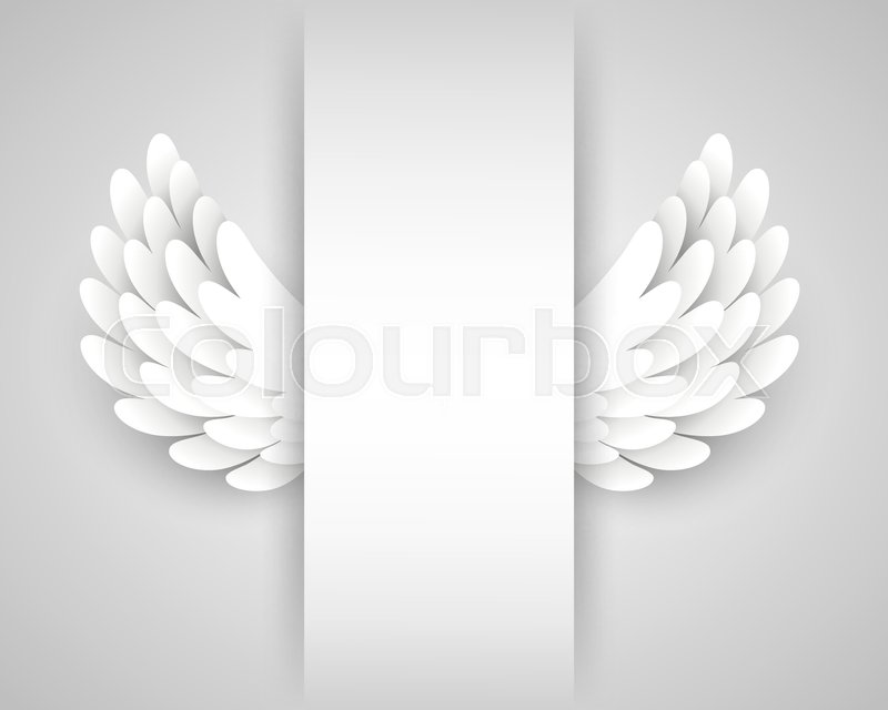 Artificial white paper wings ... | Stock vector | Colourbox