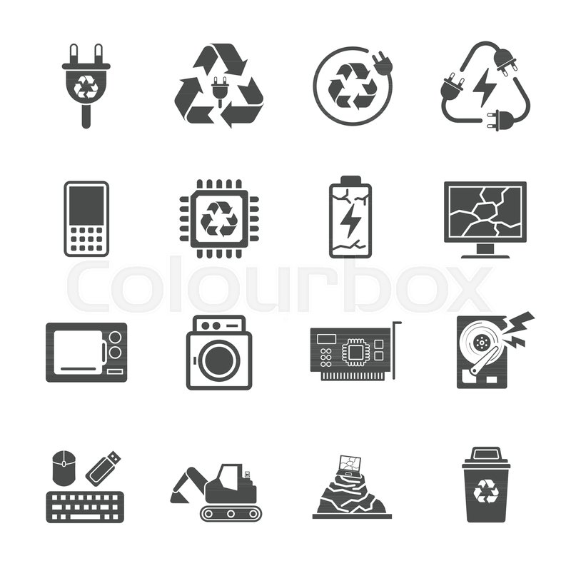 Recycling e-waste garbage, Contains ... | Stock vector | Colourbox