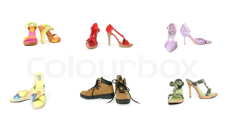 Six pairs of shoes front and side view ... | Stock image | Colourbox