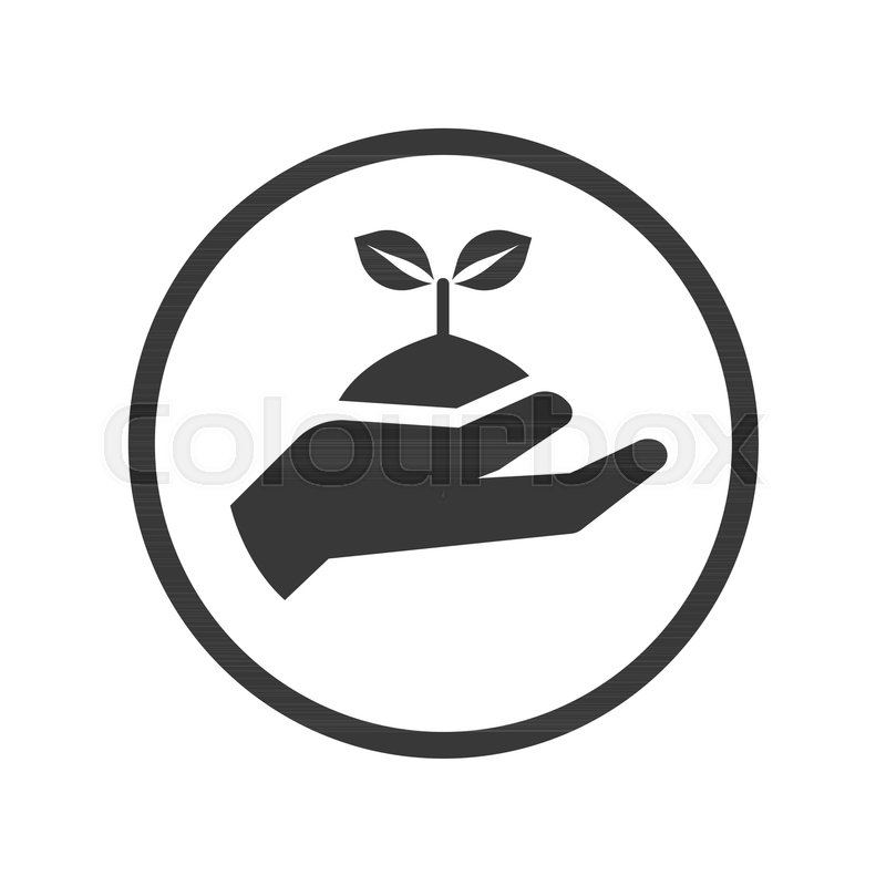Hand holding plant icon, seeding in ... | Stock vector | Colourbox