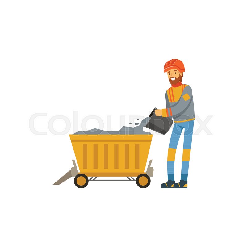 Male miner in uniform working in mine ... | Stock vector | Colourbox
