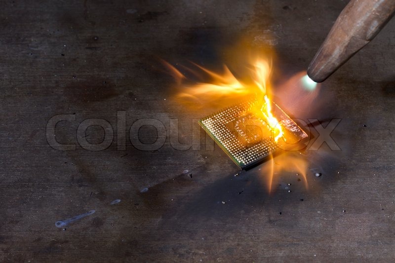 Burning a central processing unit on ... | Stock image | Colourbox