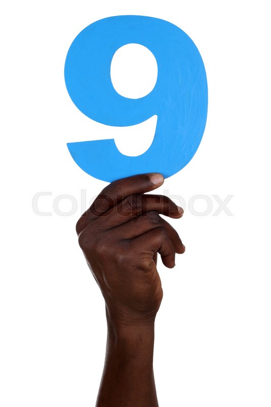 Hand holding number 9 isolated on a ... | Stock image | Colourbox