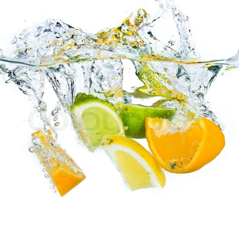 Citrus fruit splashing isolated on ... | Stock image | Colourbox