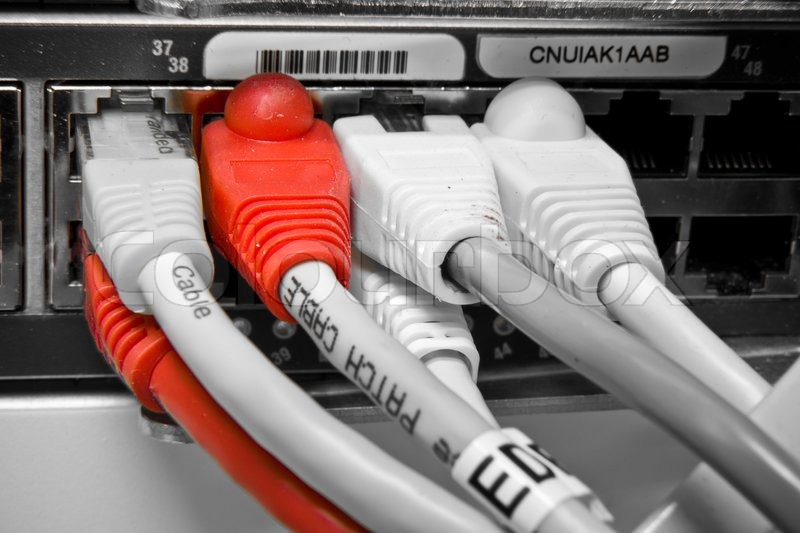 Ethernet Cables Connected To Switch Stock Image Colourbox