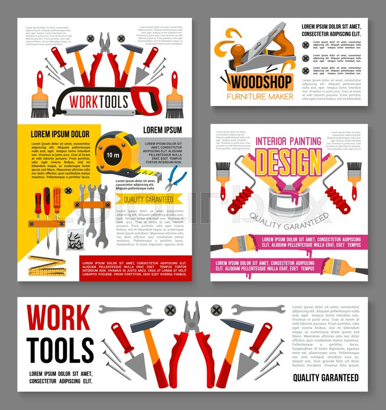 Work tools posters and banners for ... | Stock vector | Colourbox