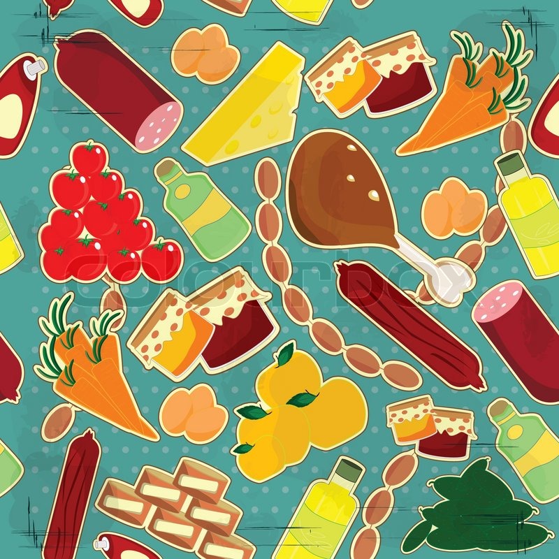 Food seamless texture - meal on vintage background | Stock Vector ...