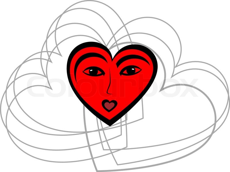 Abstract red heart - face of women, ... | Stock vector | Colourbox