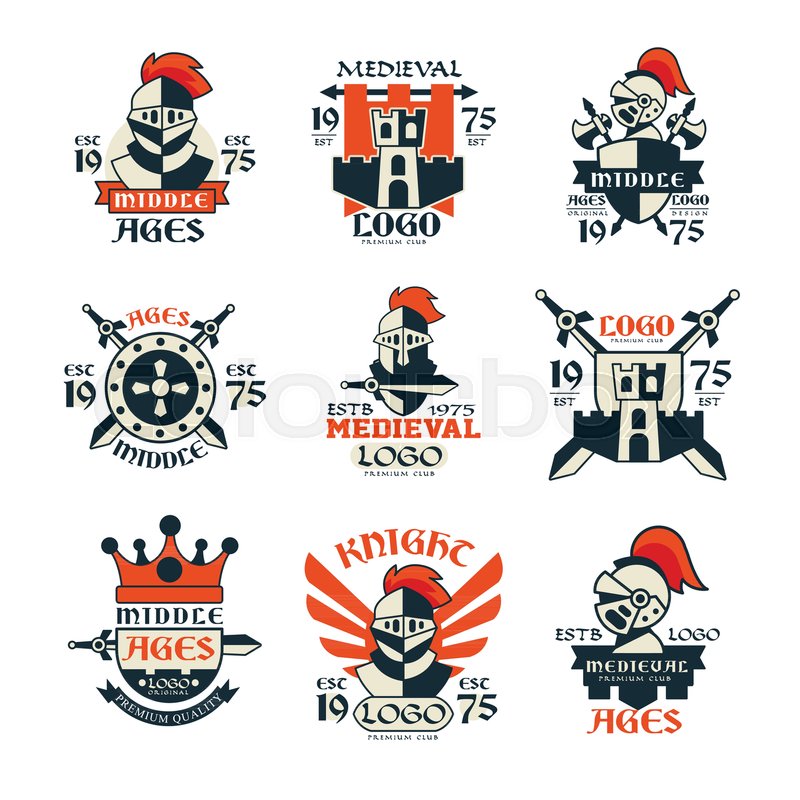 Middle ages logo design set, vintage ... | Stock vector | Colourbox