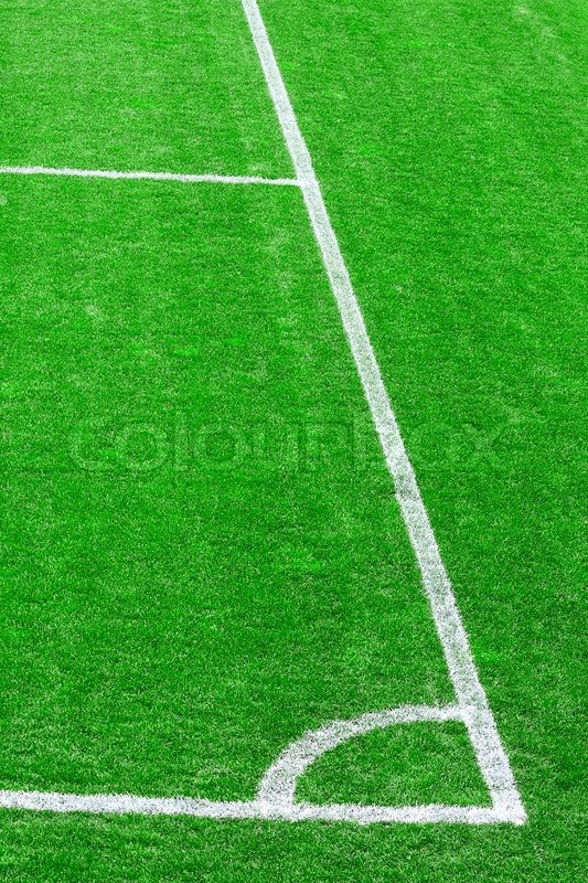 Fodbold fodboldbane hjørne med hvide ... | Stock foto | Colourbox