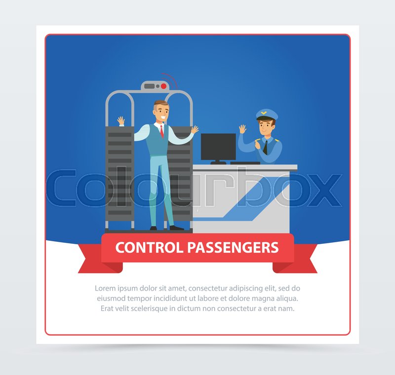 Control passengers at the airport. Man ... | Stock vector | Colourbox