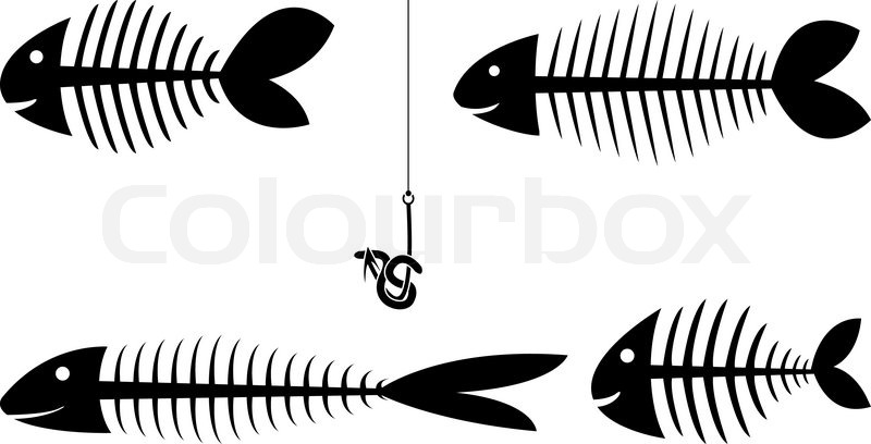 Set of fish skeletons. vector ... | Stock vector | Colourbox