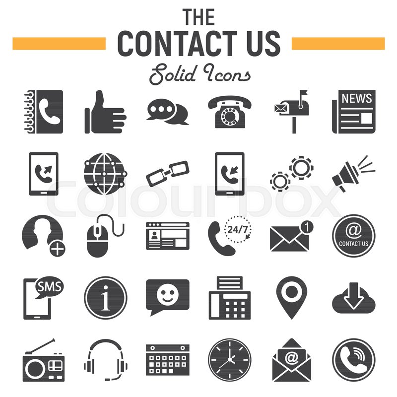 Contact us solid icon set, web button ... | Stock-Vektor | Colourbox