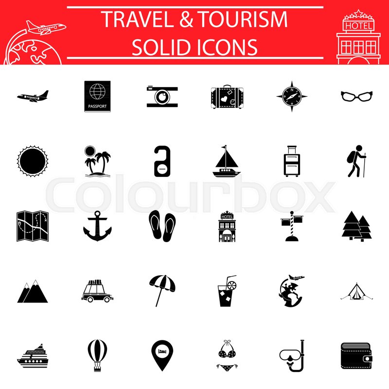 Travel solid pictograms package, ... | Stock-Vektor | Colourbox