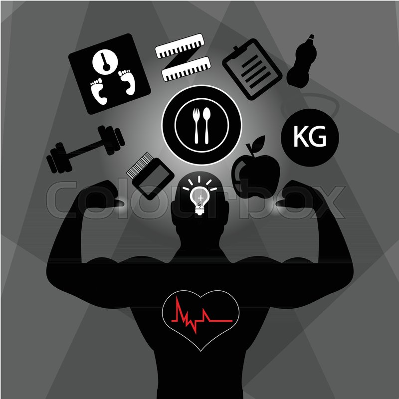 Muscle with icon health in trendy ... | Stock vector | Colourbox