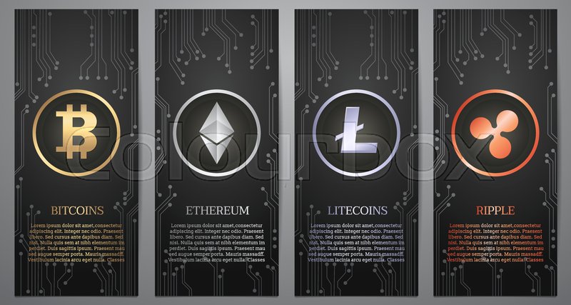 Cryptocurrency Black Banner Vector Stock Vector Colourbox