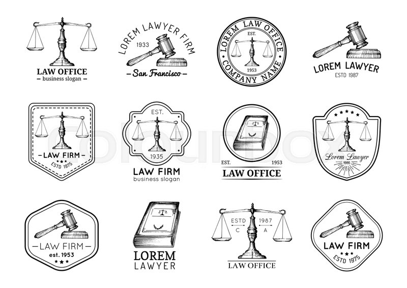 Law office symbols set with scales of ... | Stock vector | Colourbox