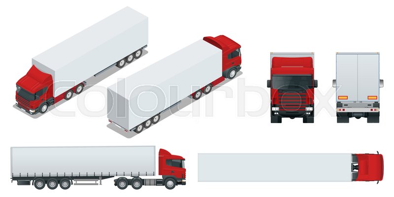 Truck trailer with container. Cargo ... | Stock vector | Colourbox