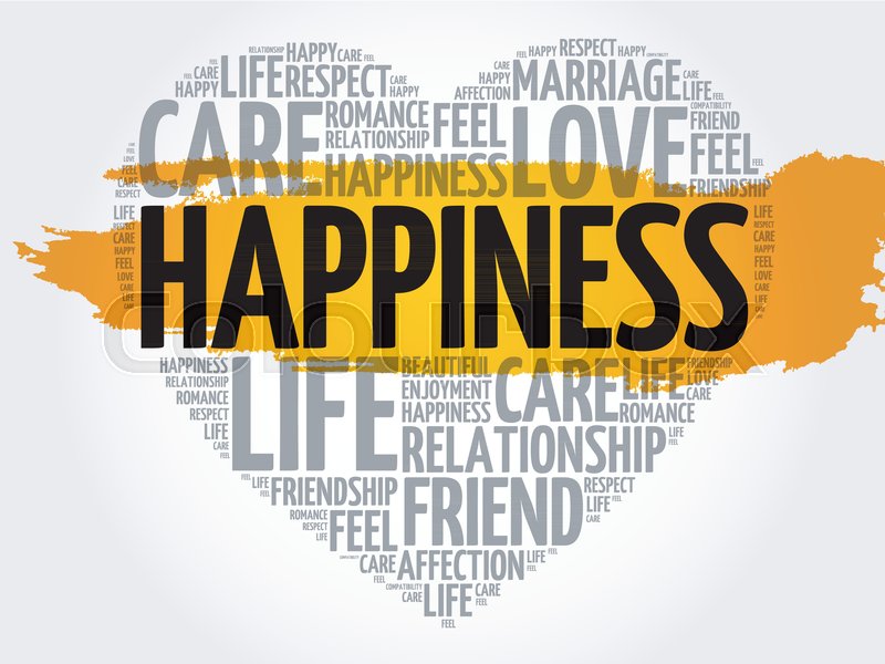 Happiness word cloud collage, heart ... | Stock vector | Colourbox