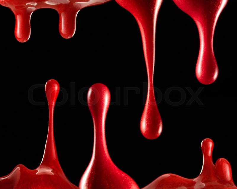 Blood Drops Falling Black Background