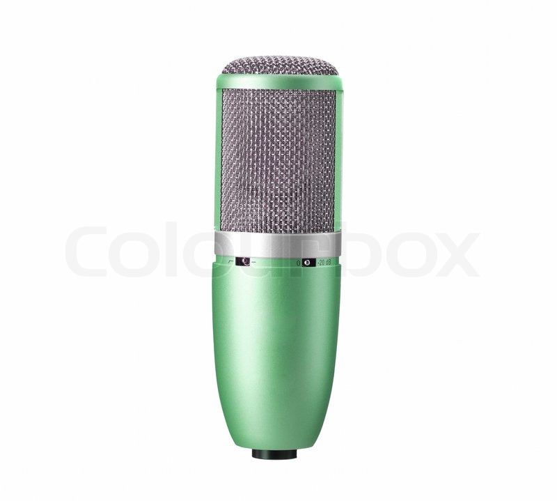 Green microphone on a white background | Stock image | Colourbox