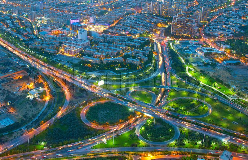 Aerial view of an overpass in Tehran at ... | Stock image | Colourbox