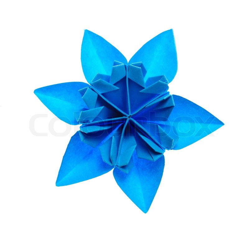 Blue origami unit snowflake isolated on ... | Stock image | Colourbox