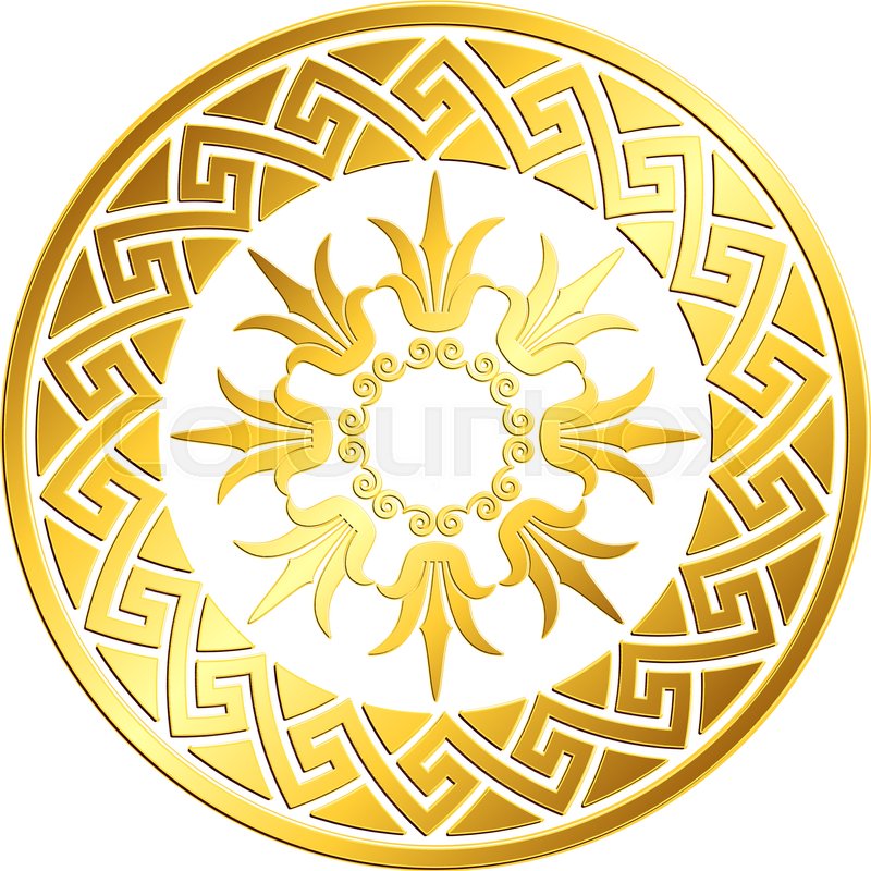 Traditional vintage Golden round Greek ... | Stock vector | Colourbox