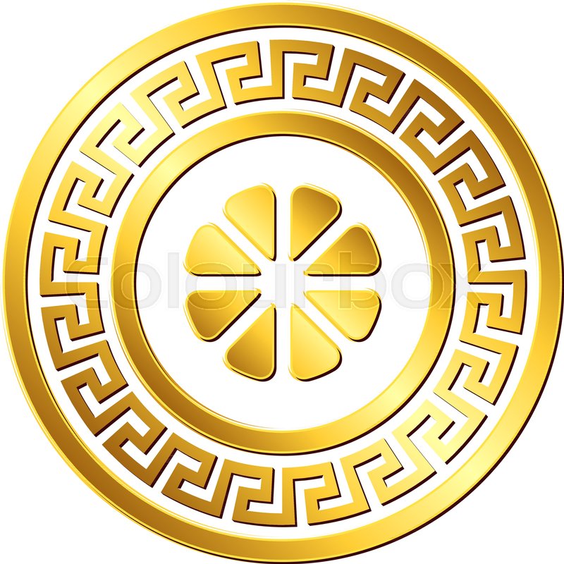 Traditional vintage Golden round Greek ... | Stock vector | Colourbox