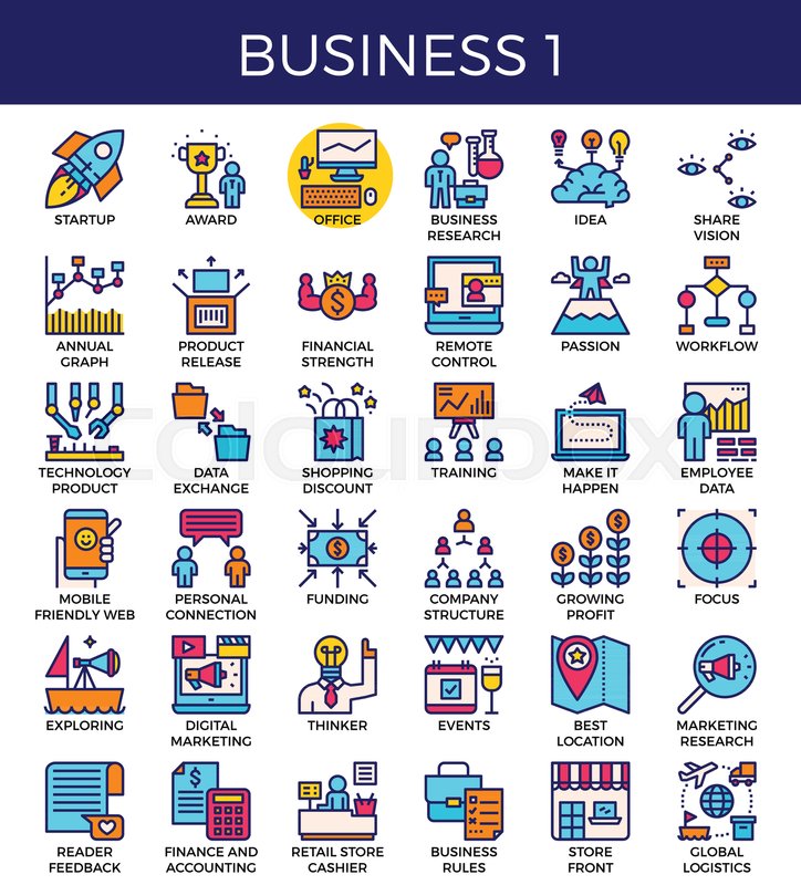 Business essential line icons set in ... | Stock vector | Colourbox