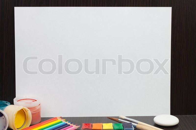 Blank sheet of paper with colorful ... | Stock image | Colourbox