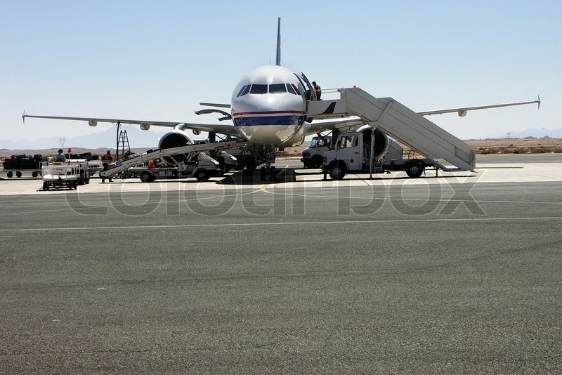 Frontal view of aircraft on landing ... | Stock image | Colourbox