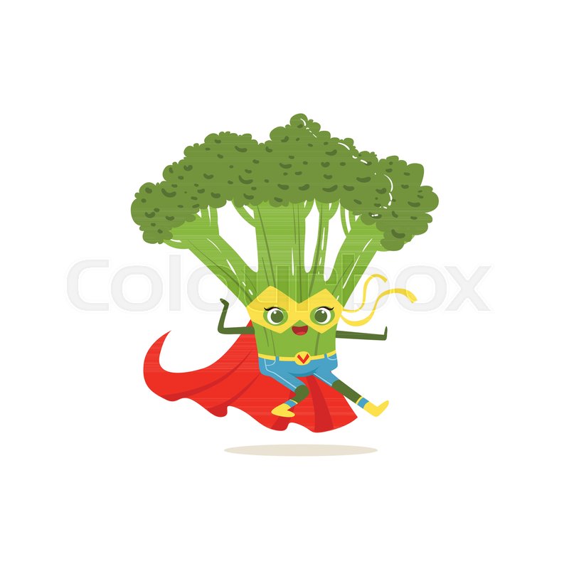 Cartoon character superhero broccoli ... | Stock vector | Colourbox